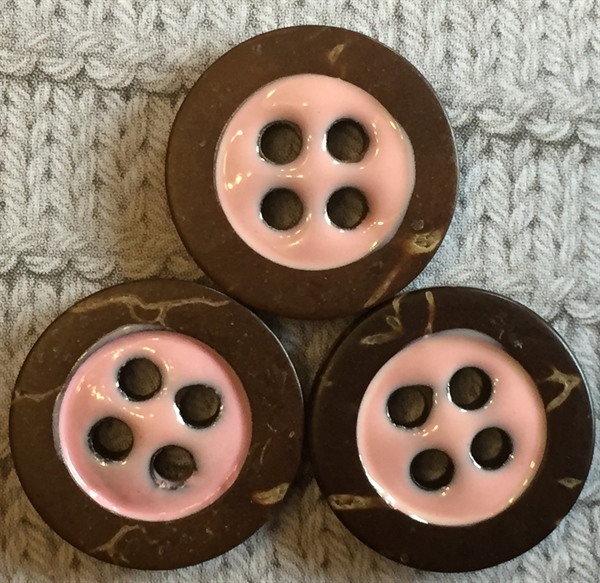15 mm Knap, Kokos, Lys Rød